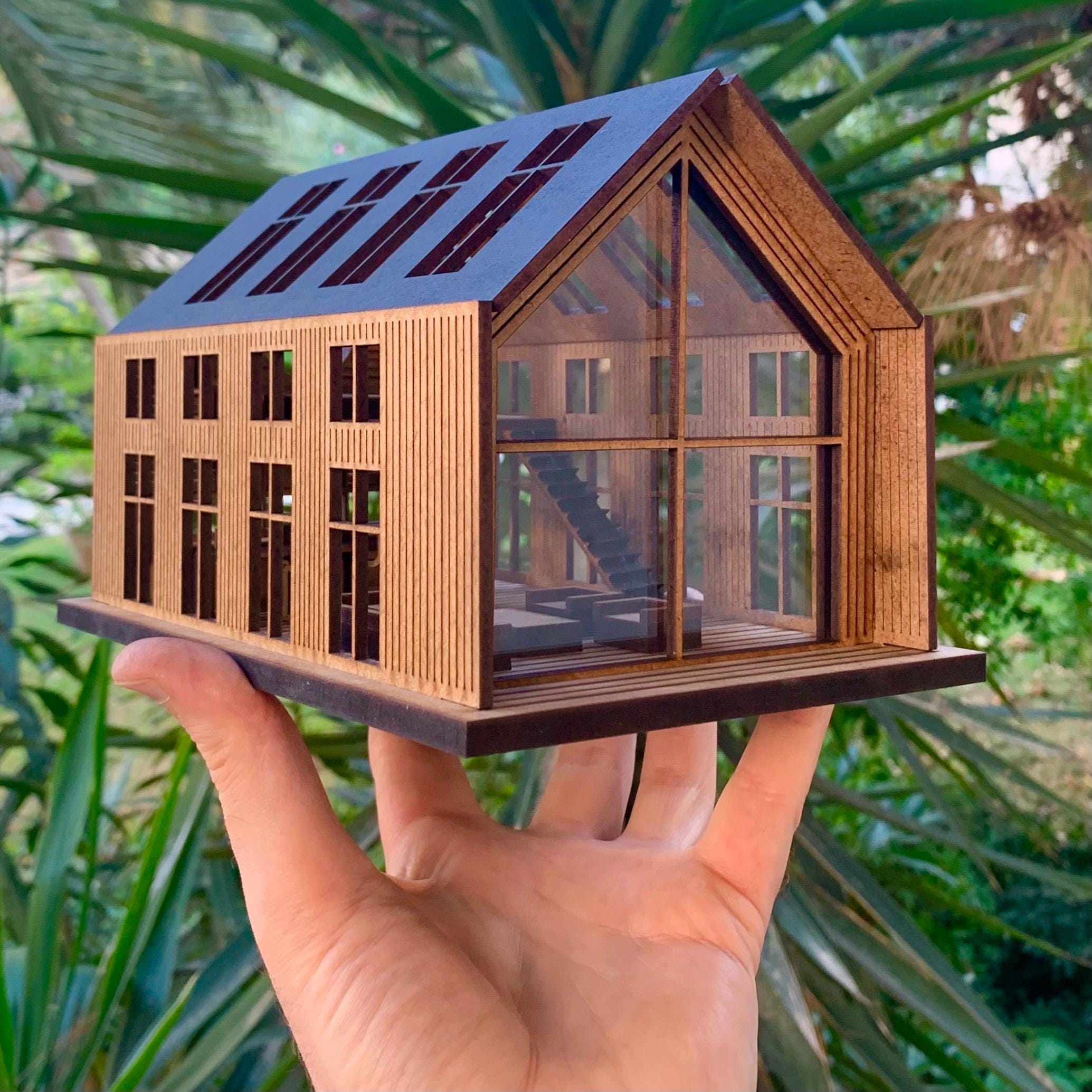 Miniature Industrial Loft House DIY Kit, 1:64 Scale Modern Wooden ...