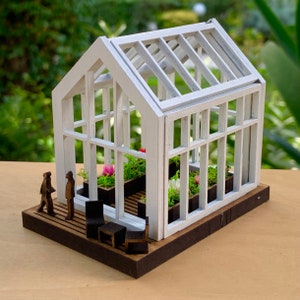 Miniature Conservatory DIY Kit, Dollhouse Greenhouse, Wooden Garden ...