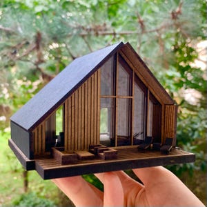 DIY Miniature Scandinavian House Kit, Modern A-frame Micro Dollhouse ...
