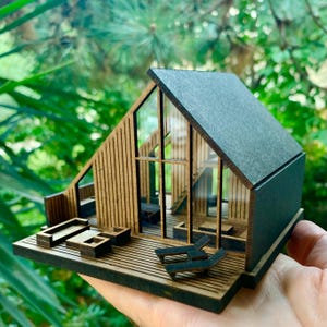 DIY Miniature Scandinavian House Kit, Modern A-frame Micro Dollhouse ...