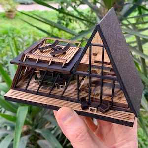 Decorative Wooden Mini House, A-frame Tiny House Architectural Model ...