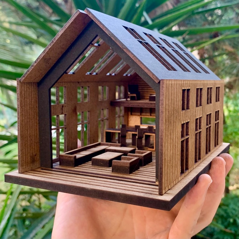 Miniature Industrial Loft House DIY Kit, 1:64 Scale Modern Wooden ...