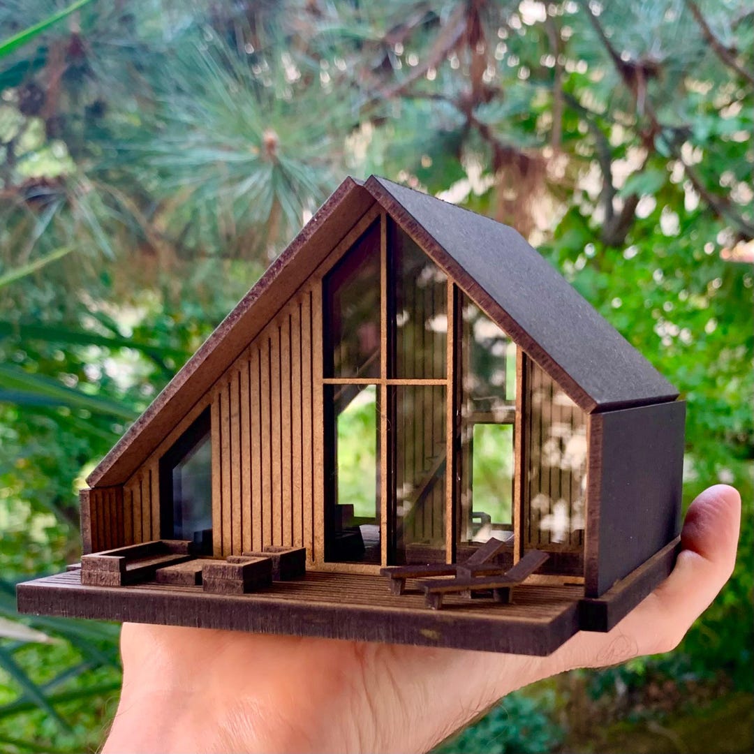 DIY Miniature Scandinavian House Kit, Modern A-frame Micro Dollhouse ...