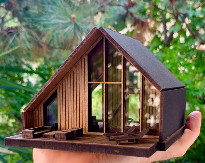 DIY Modern Mini House Kit, Miniature Tiny House Model, Micro Dollhouse ...