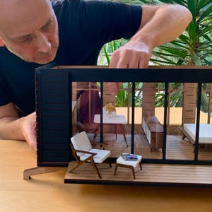 Mid Century Modern Dollhouse Kit 1:12, Stilt Tiny House Architectural ...