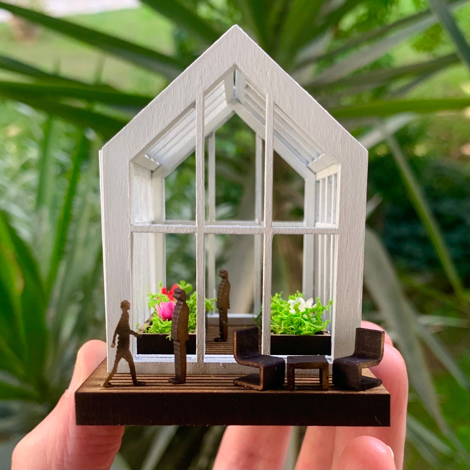 Miniature Conservatory DIY Kit, Dollhouse Greenhouse, Wooden Garden ...