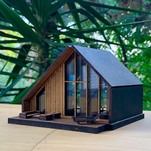 DIY Miniature Scandinavian House Kit, Modern A-frame Micro Dollhouse ...