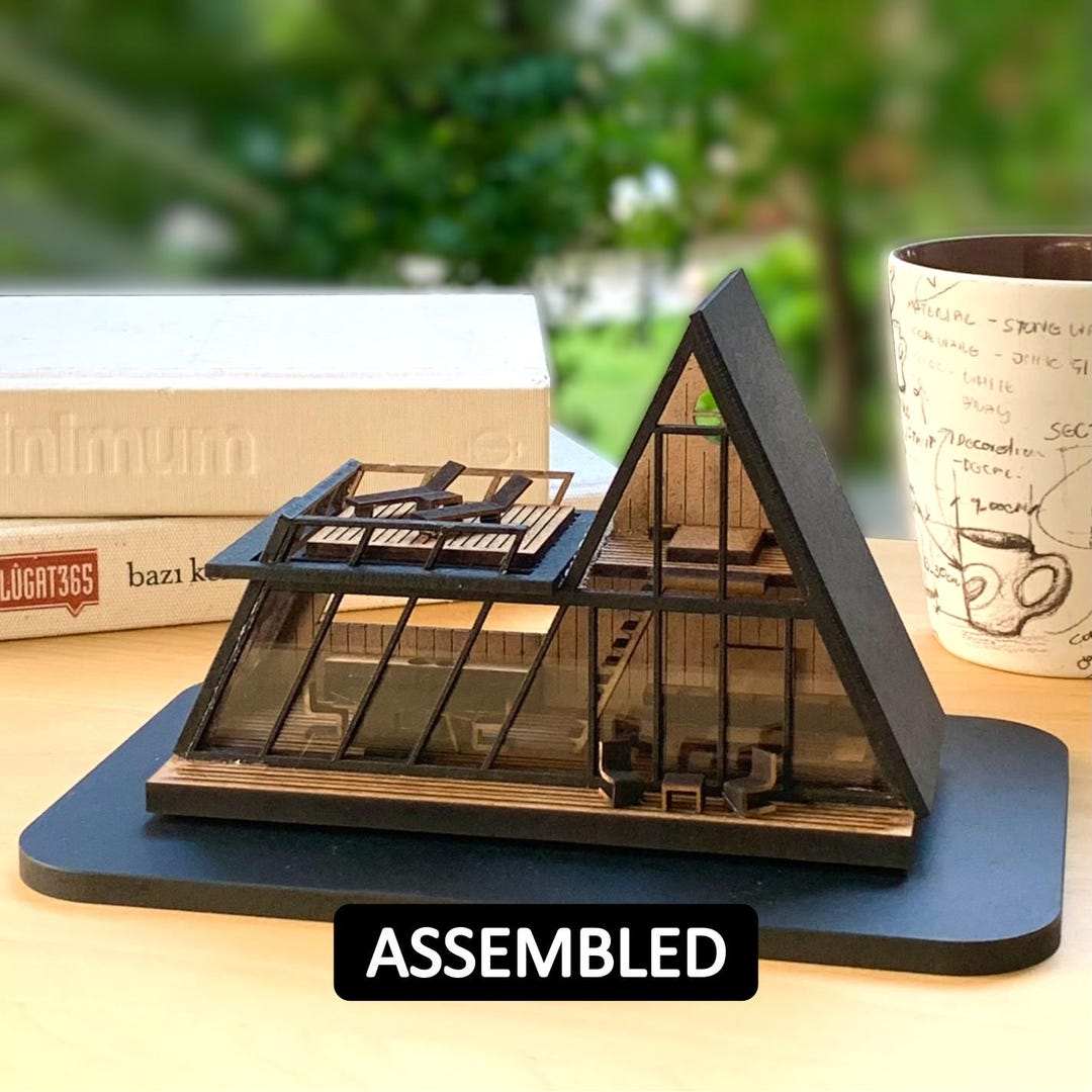 Decorative Wooden Mini House, A-frame Tiny House Architectural Model ...