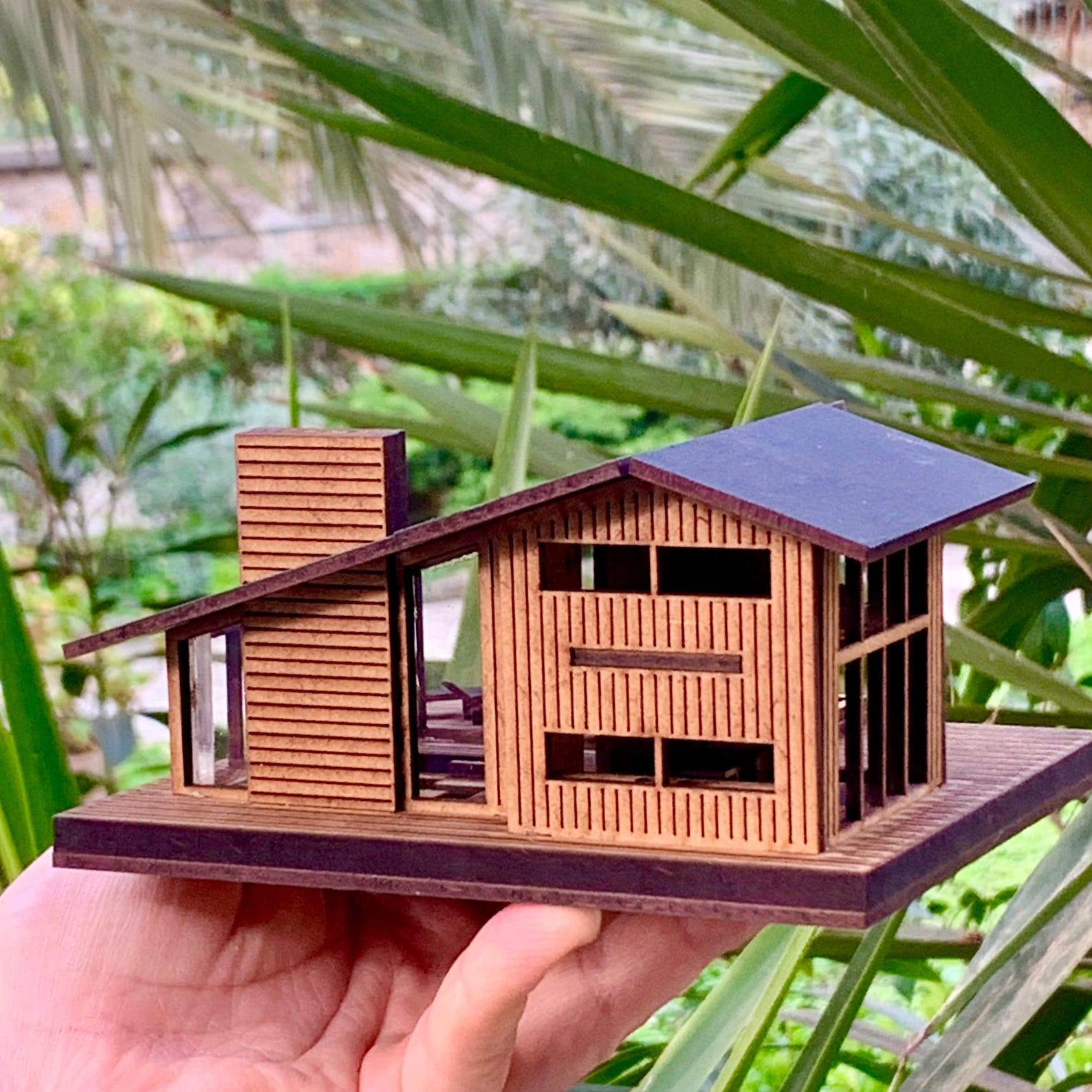 Mid Century Modern Miniature House – Assembled Micro Dollhouse With ...