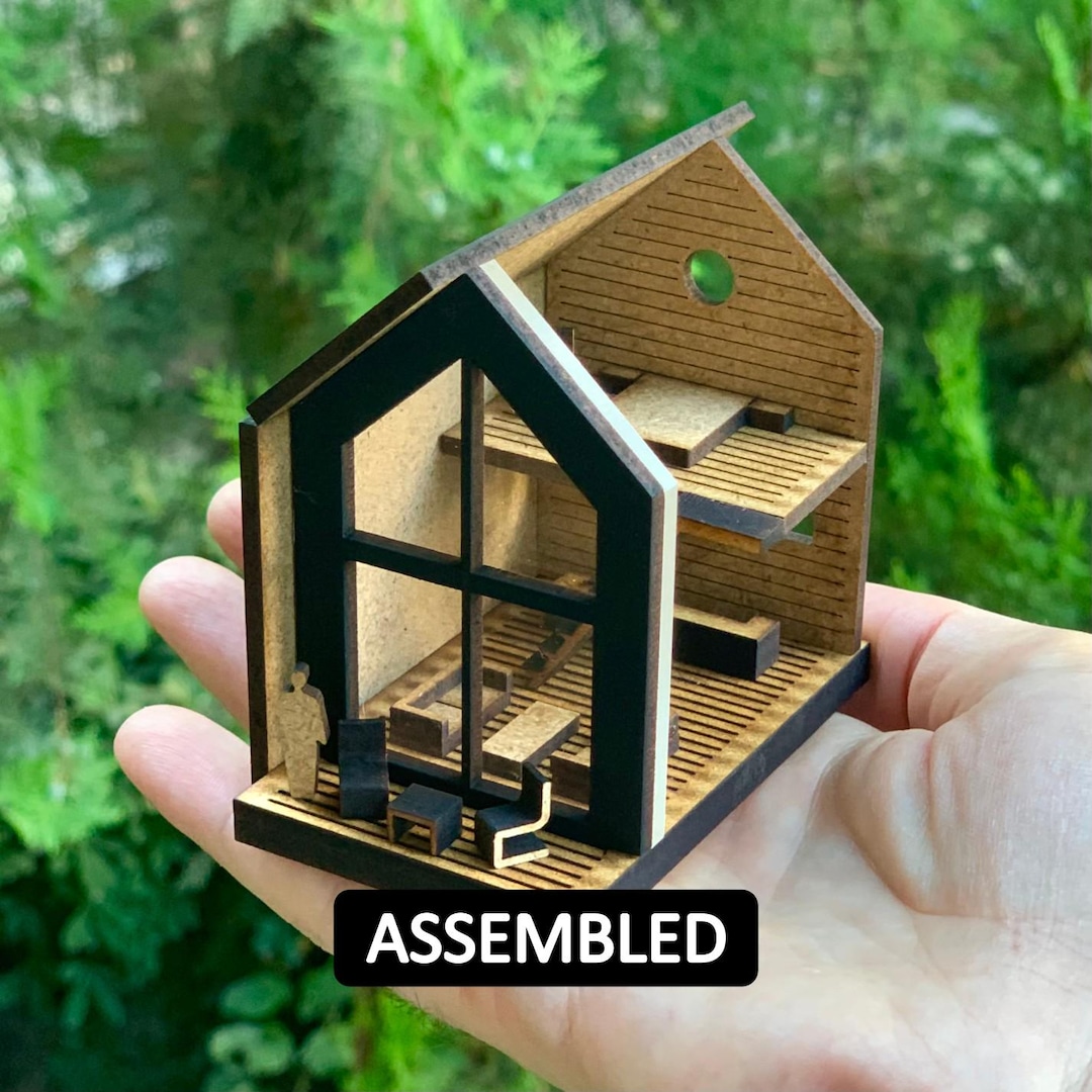 Pre-built Timber Cabin House Scale Model, Miniature Bungalow, Assembled ...