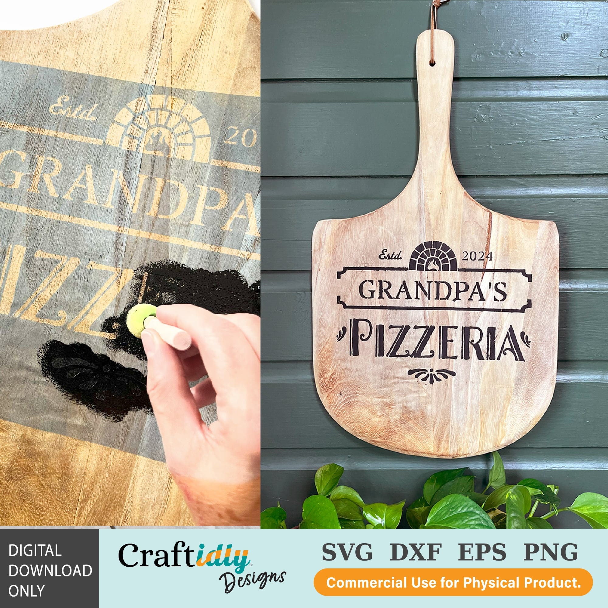 Custom Pizzeria With Brick Oven SVG, Stencil Cut File, Brick Oven Pizza ...