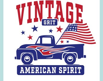 Vintage Truck and American Flag SVG - Etsy