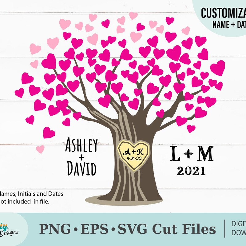 Tree With Initials Svg - Etsy