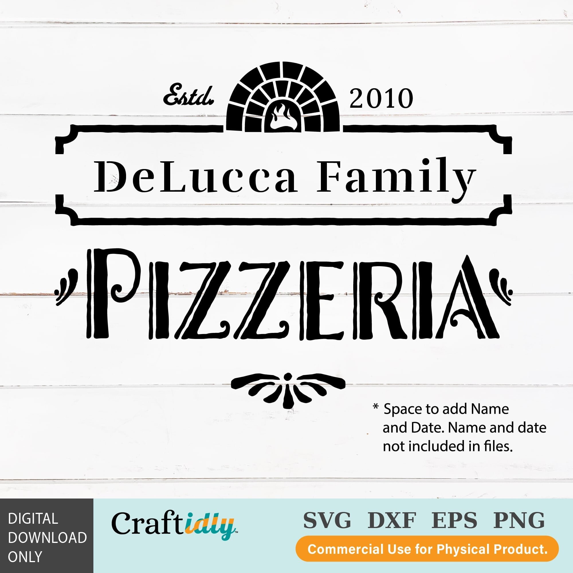 Custom Pizzeria With Brick Oven SVG, Stencil Cut File, Brick Oven Pizza ...