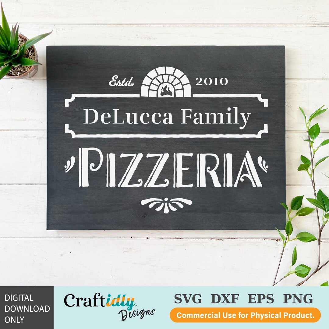 Custom Pizzeria With Brick Oven SVG, Stencil Cut File, Brick Oven Pizza ...