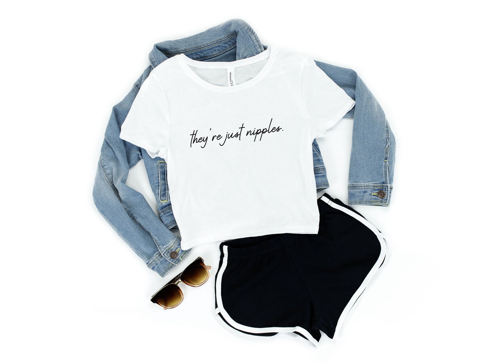 They're Just Nipples. Crop Top T-shirt, Feminist, Braless, Women's ...