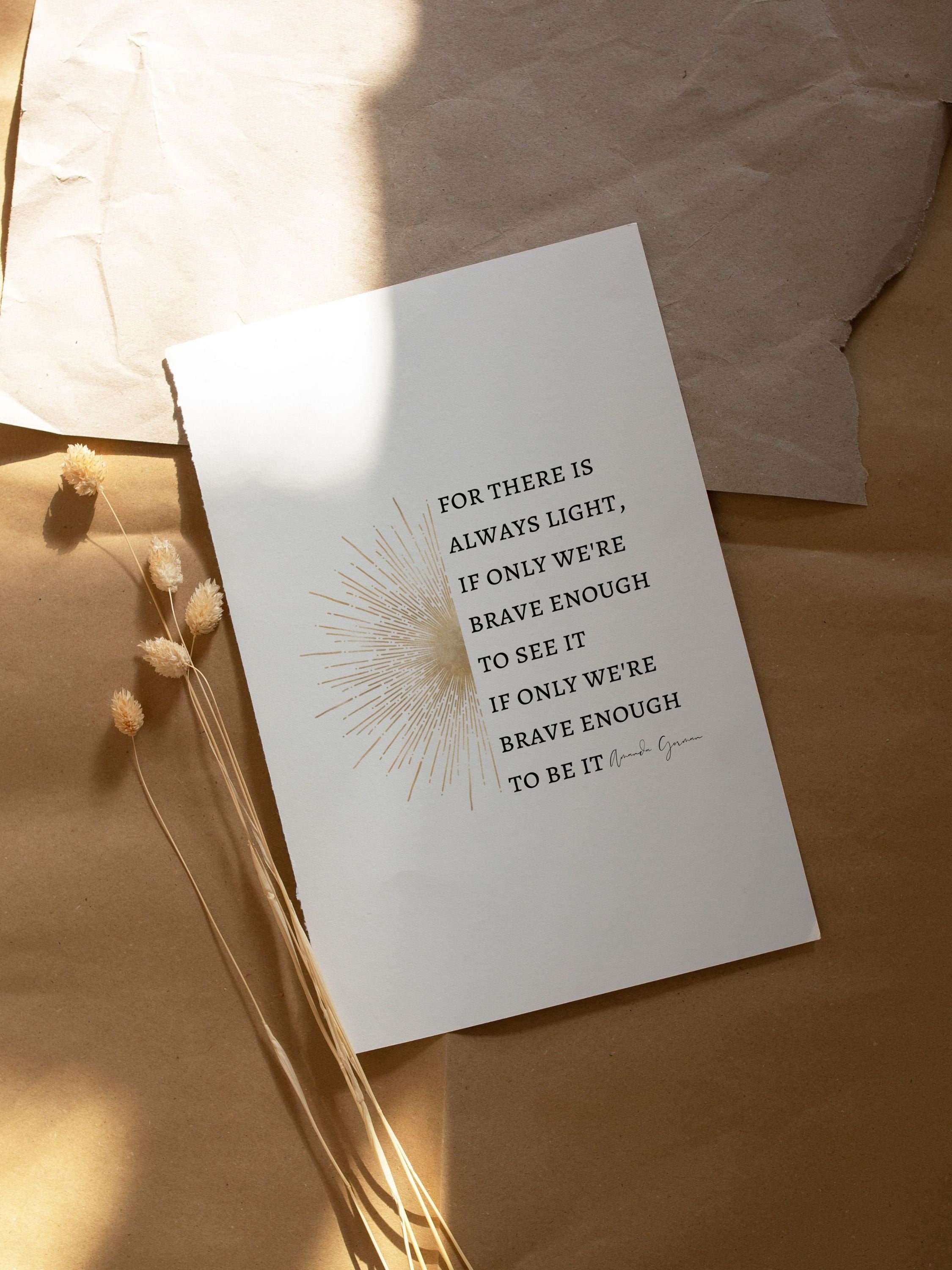 The Hill We Climb Amanda Gorman Poem Print Poster, Rose Gold Sun ...