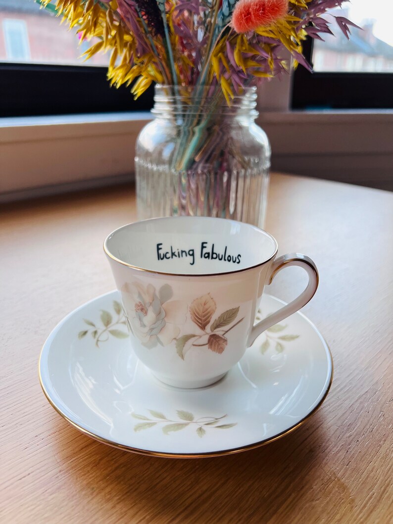 Insult Tea Cup and Saucer Vulgar Tea Cup Novelty Gift Rude Personalised ...