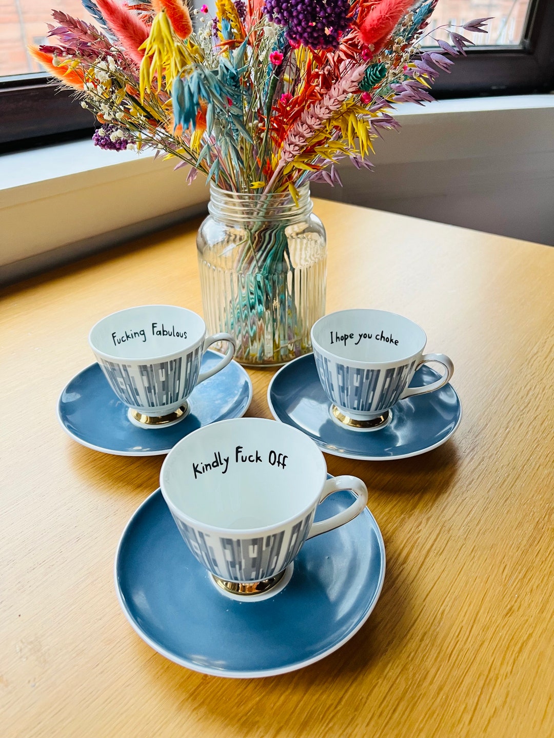 Insult Tea Cup and Saucer Vulgar Tea Cup Novelty Gift Rude Personalised ...