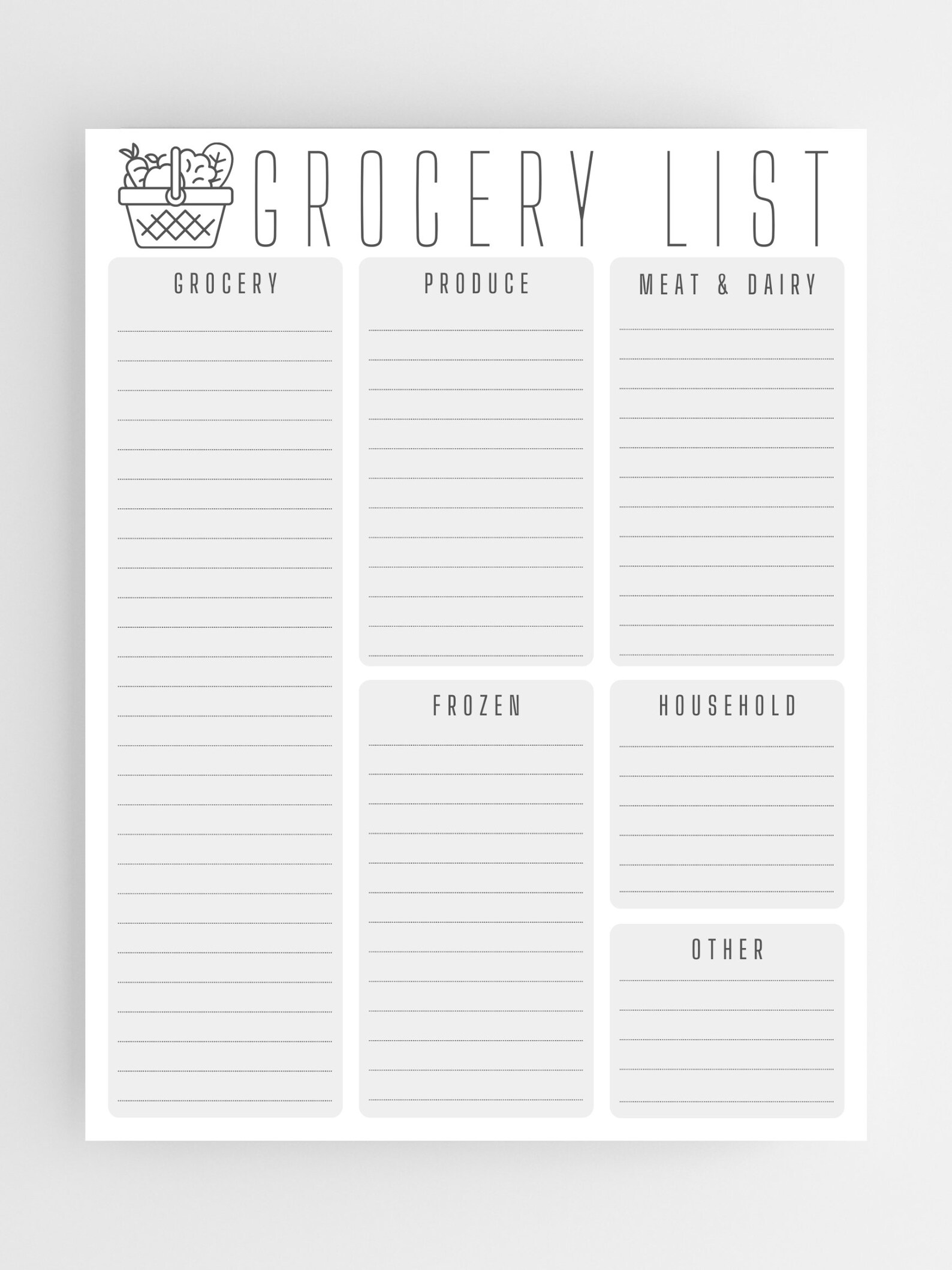 Printable Grocery List | Digital Download | Blank Shopping List ...