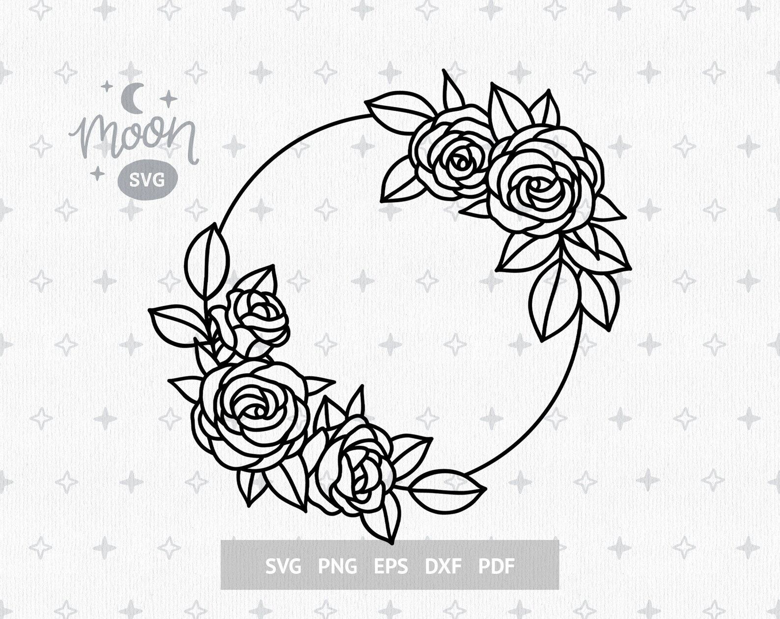 Rose Circle Frame Svg Monogram Frame Svg Floral Wreath Svg Etsy