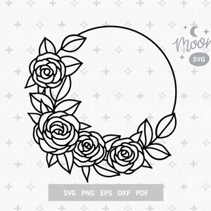Rose circle frame svg Floral wreath svg Rose frame svg files | Etsy