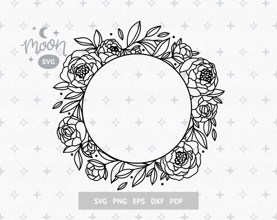 Floral Circle Frame Svg Floral Wreath Svg Flower Border Svg Etsy