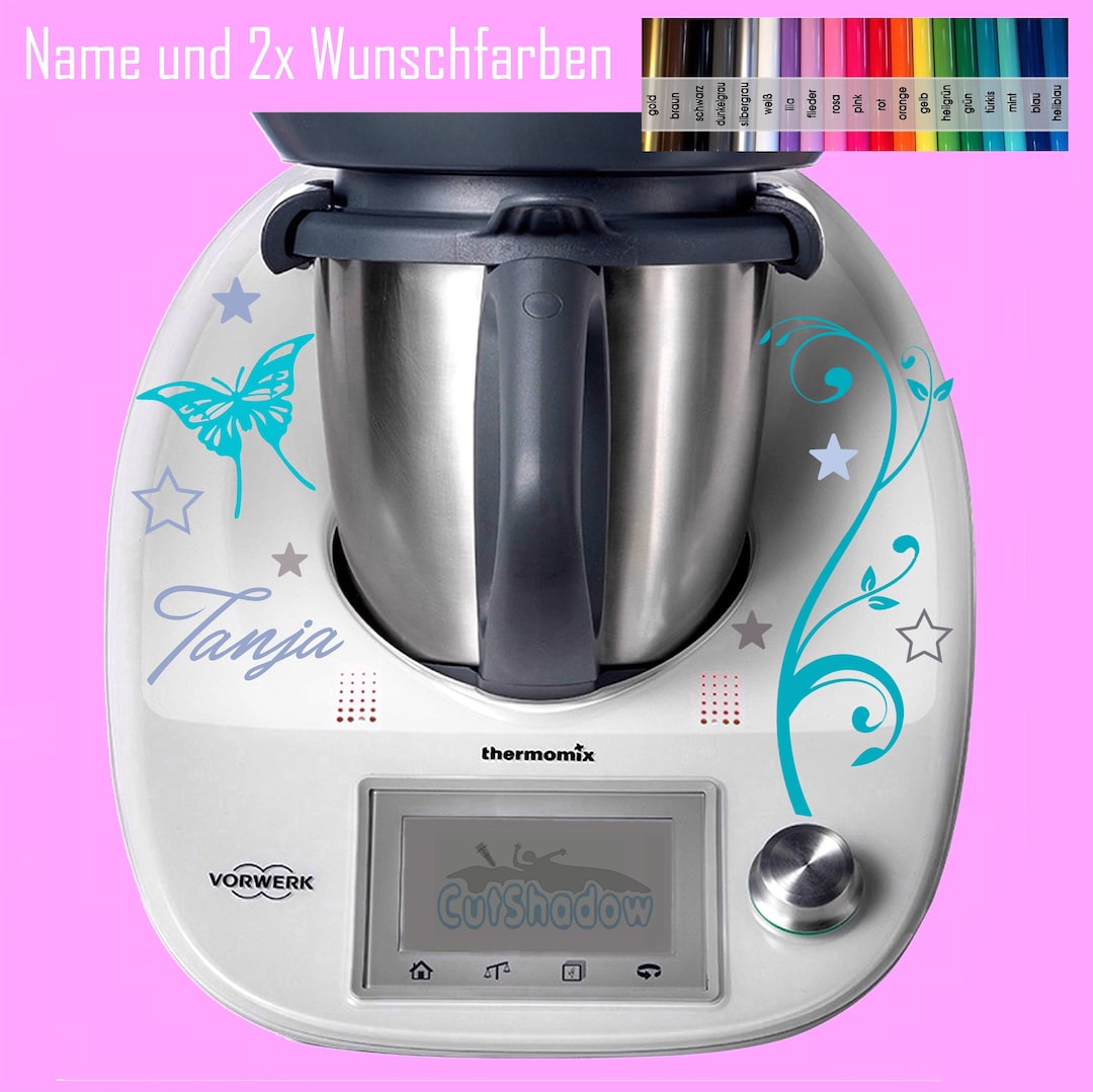 Name With Rank Butterfly & Stars / 2-color Thermomix TM5 TM6 Sticker ...
