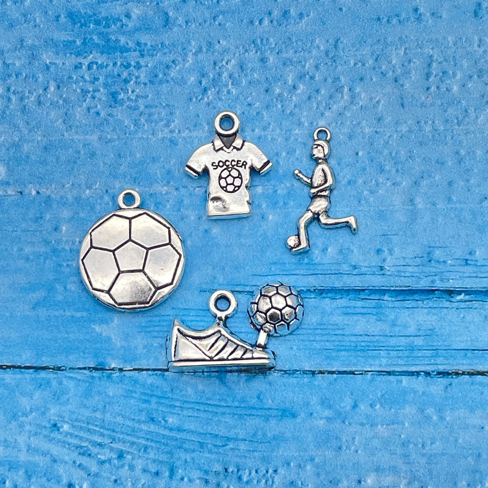 Silver Tone Soccer Charms: DIY Bracelet & Earring Set - Etsy