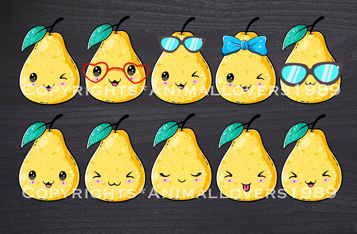 Pear Bundle Png Cute Pear Png Pear Png Kawaii Pear Png - Etsy