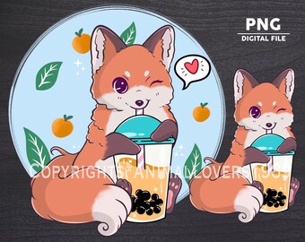 Kawaii Boba Fox Svg - Etsy
