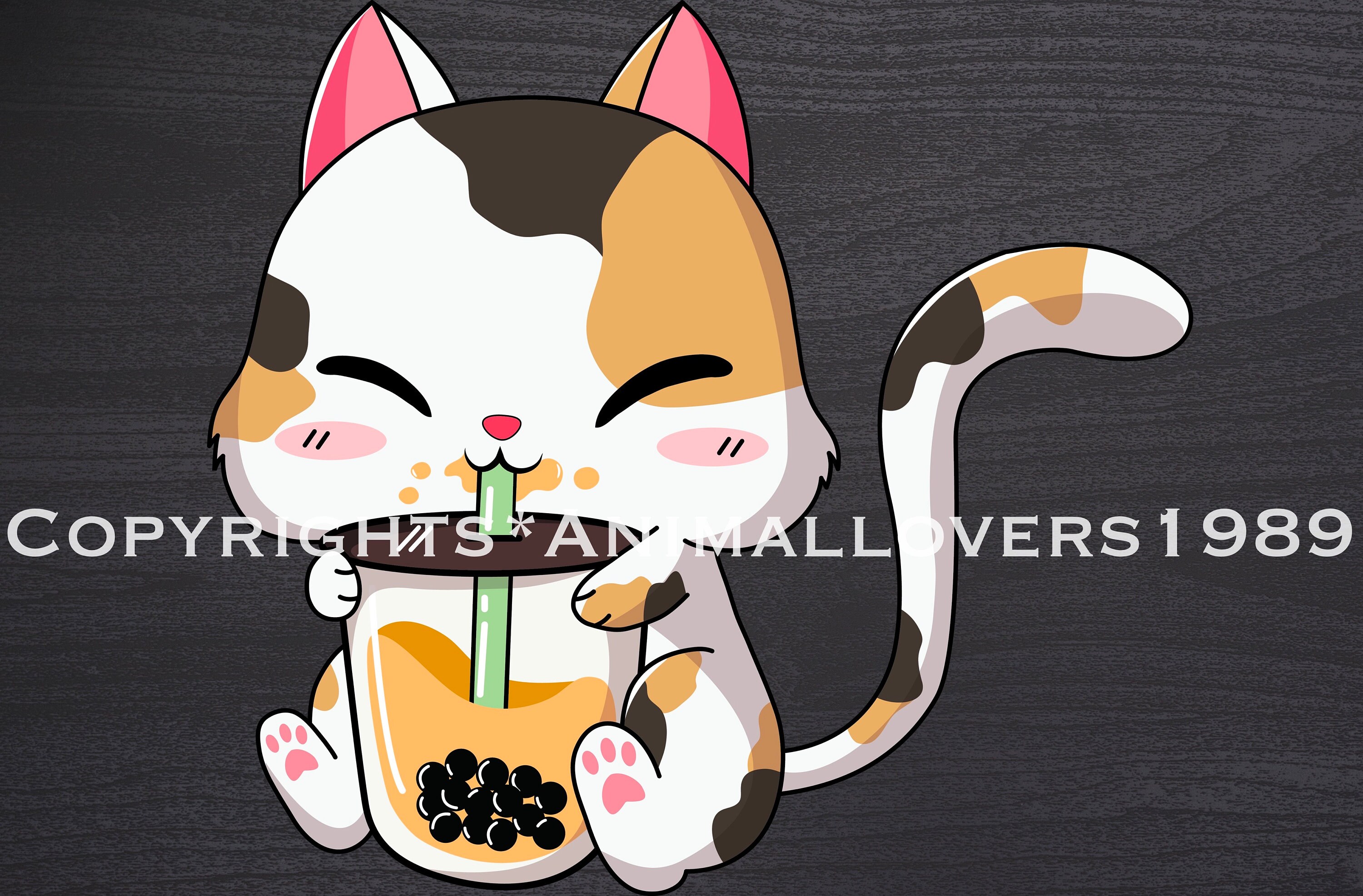 Boba Cat Png Boba Tea Cat Png Cat Tea Kawaii Anime Japanese - Etsy ...