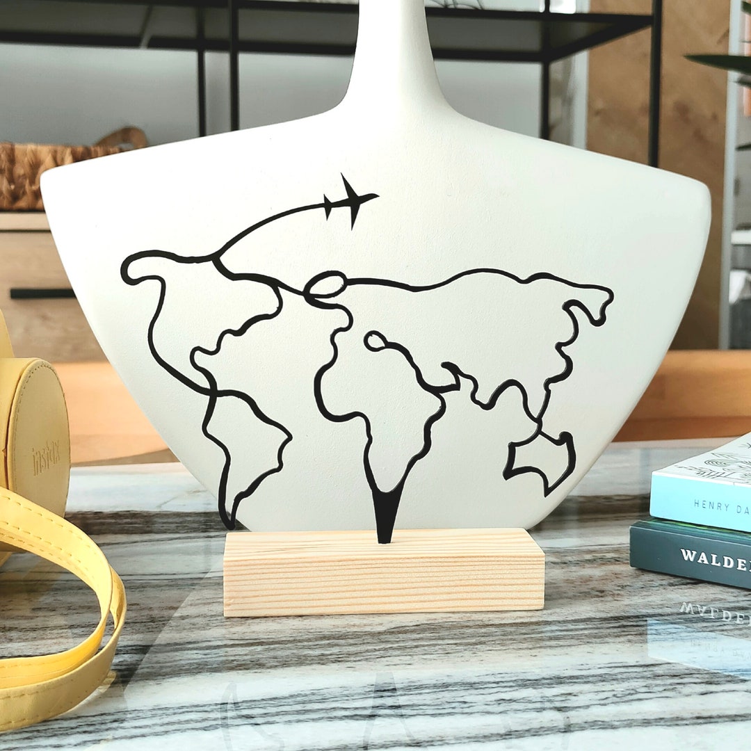World Map Home Decor House, Office, Living Room Shelf Decor ...
