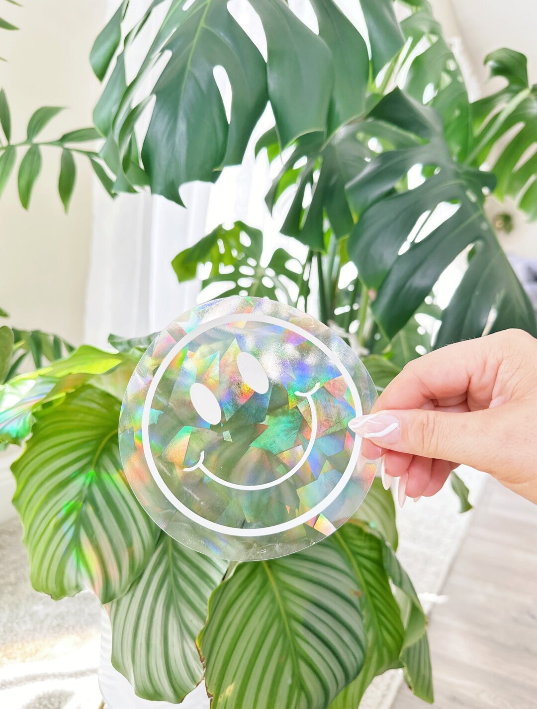 Suncatcher Sticker Smiley, Large Suncatcher Window Cling, Prismatic ...