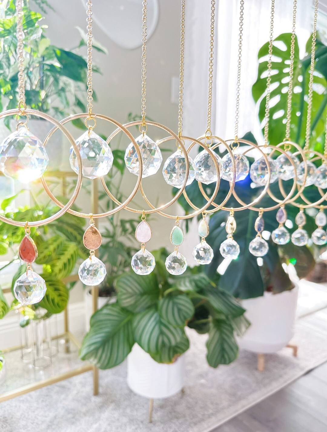 Gold Agate Pendant Suncatcher, Agate Bead Stones, Suncatchers for ...