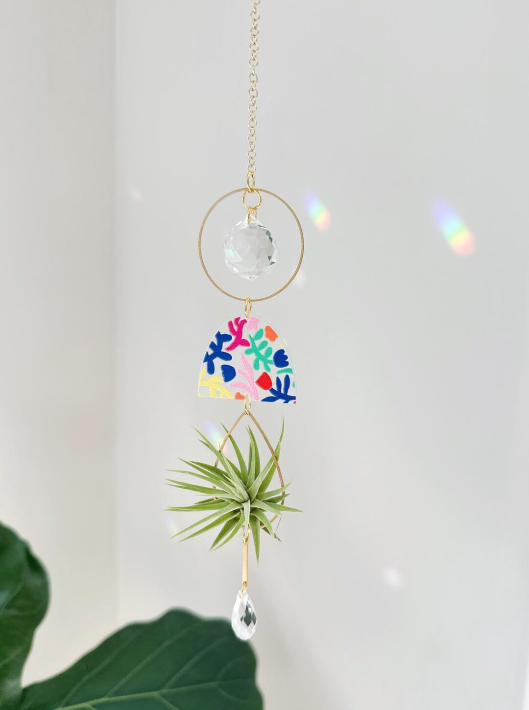 Floral Air Plant Suncatcher, Air Plant Holder Display, Dopamine Decor ...