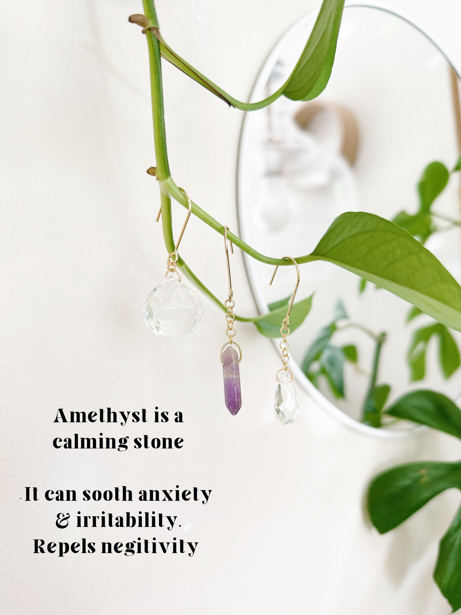 Amethyst Spike Agate Crystal Suncatcher Plant Charms | Set of 3 - Etsy