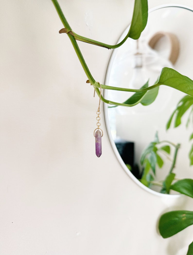 Amethyst Spike Agate Crystal Suncatcher Plant Charms | Set of 3 - Etsy