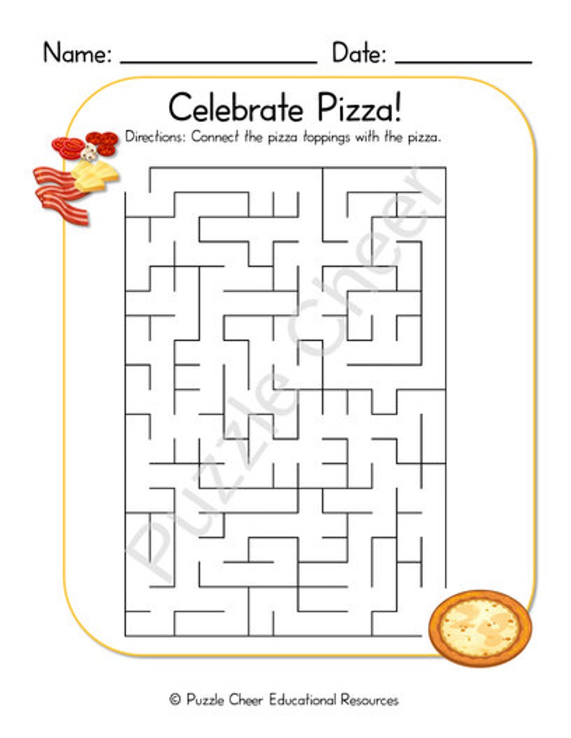 Pizza Mini Activity Pack Word Searches Mazes and Color Cut | Etsy