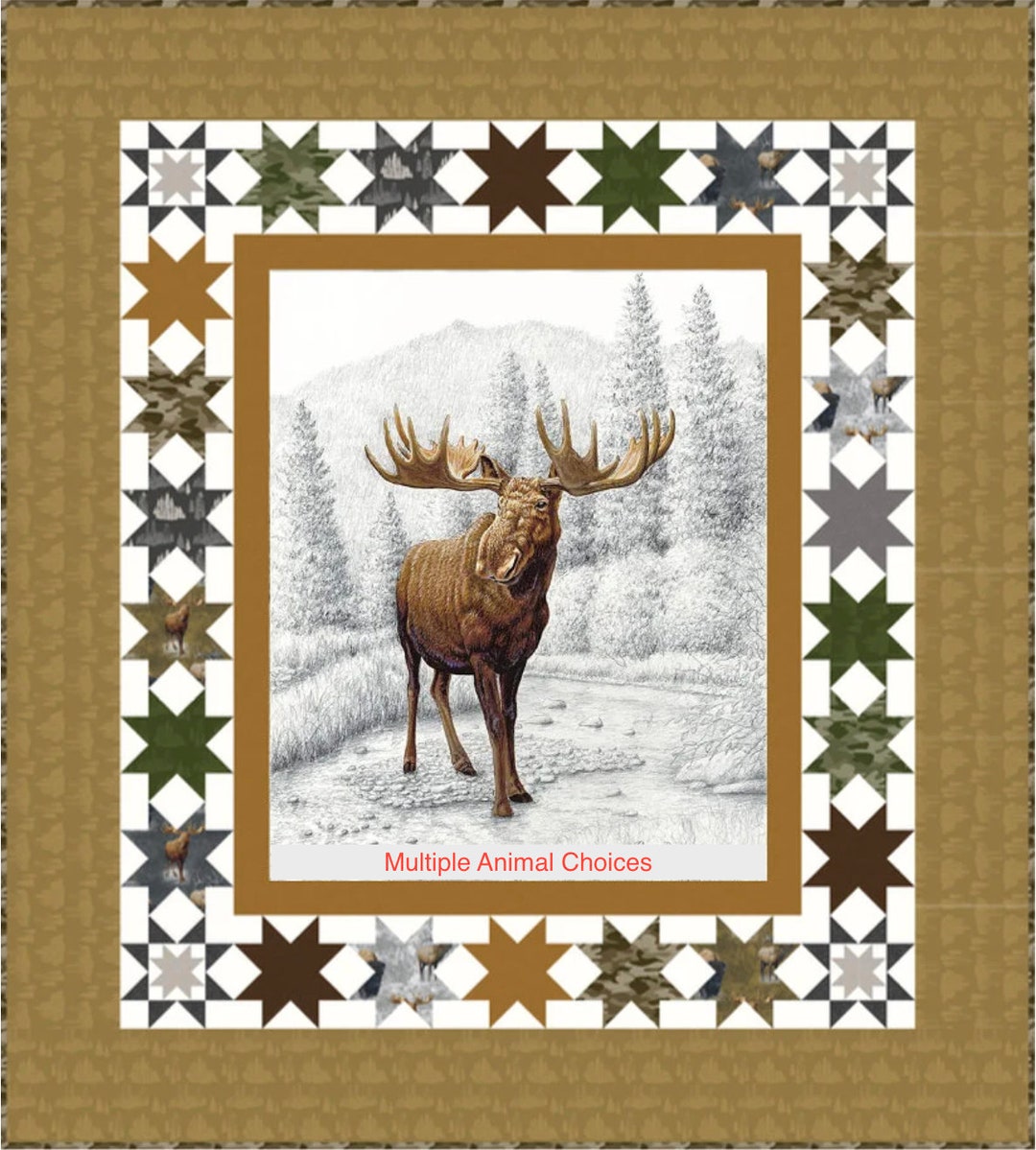 CUSTOMIZED Big Game Panel Quilt Kit With Moose & Elk Options 100% ...