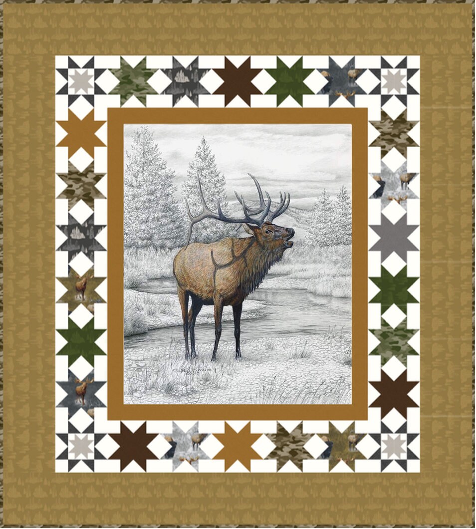 CUSTOMIZED Big Game Panel Quilt Kit With Moose & Elk Options 100% ...