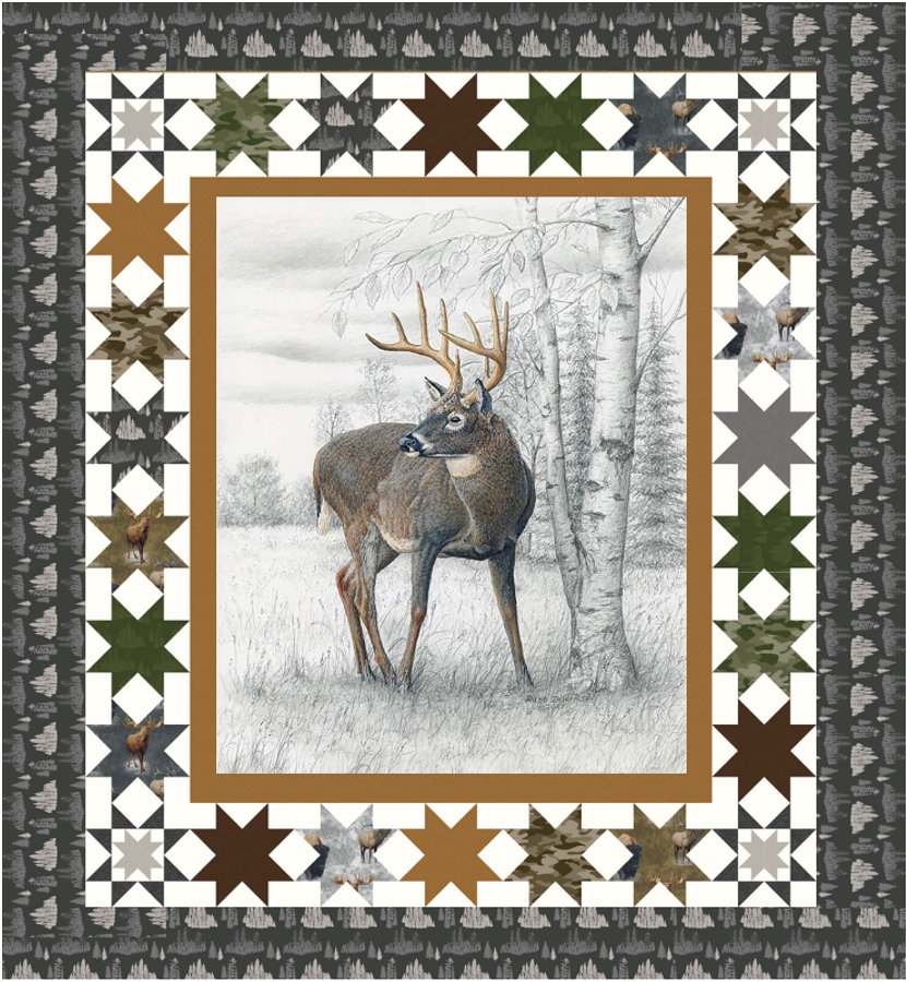 CUSTOMIZED Big Game Panel Quilt Kit With Bison, Deer, Elk and Moose 100 ...