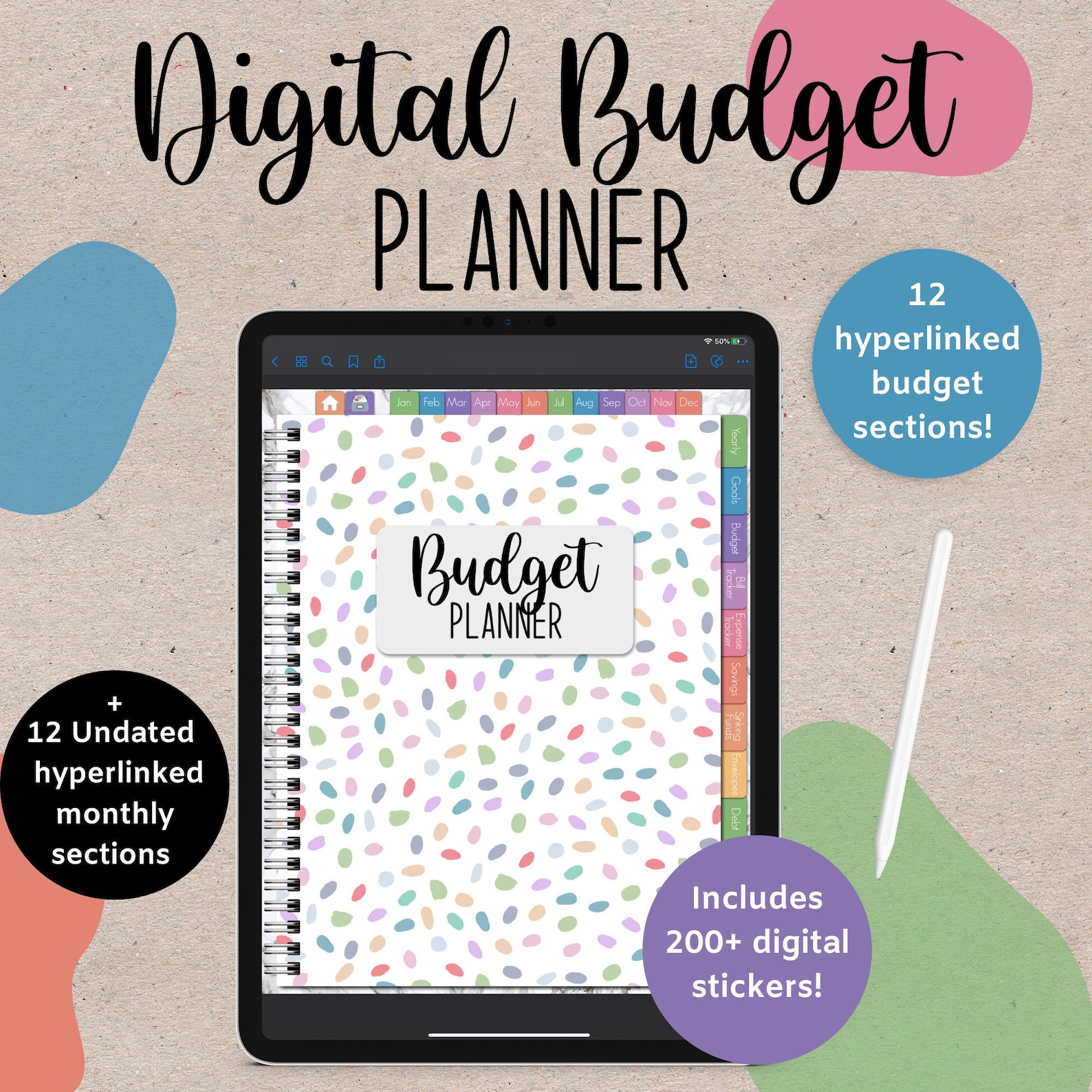 Digital Budget Planner, Paycheck Planner, iPad Budget Planner, Finance ...