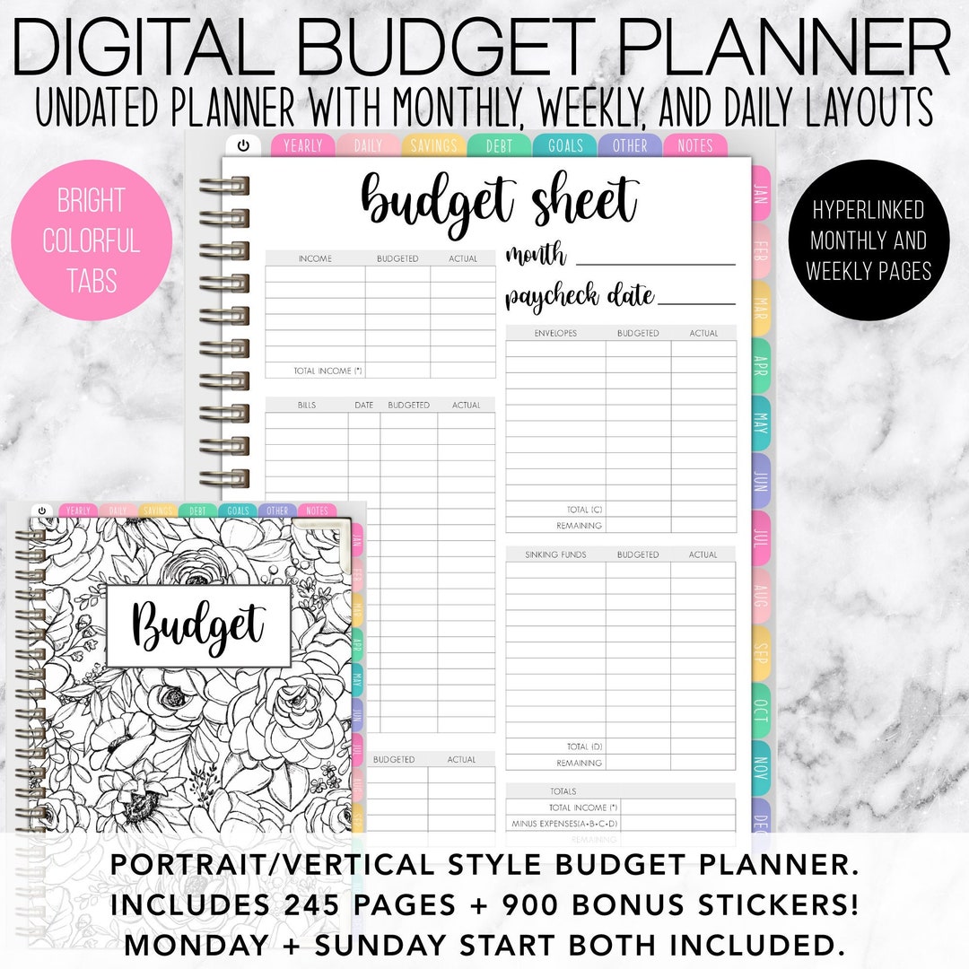 Digital Budget Planner for Goodnotes, Ipad, Notability, Monthly Expense ...