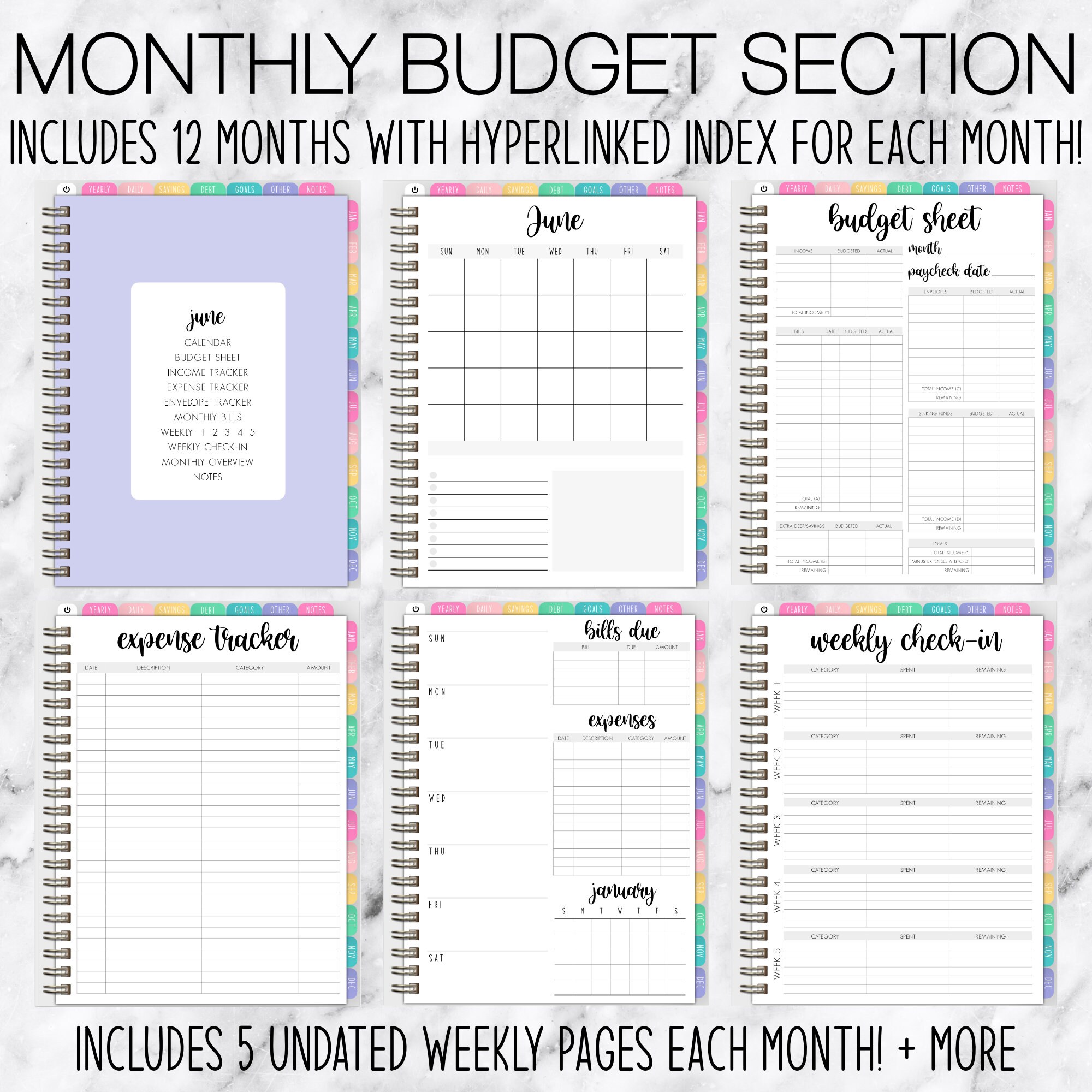 Digital Budget Planner for Goodnotes, Ipad, Notability, Monthly Expense ...