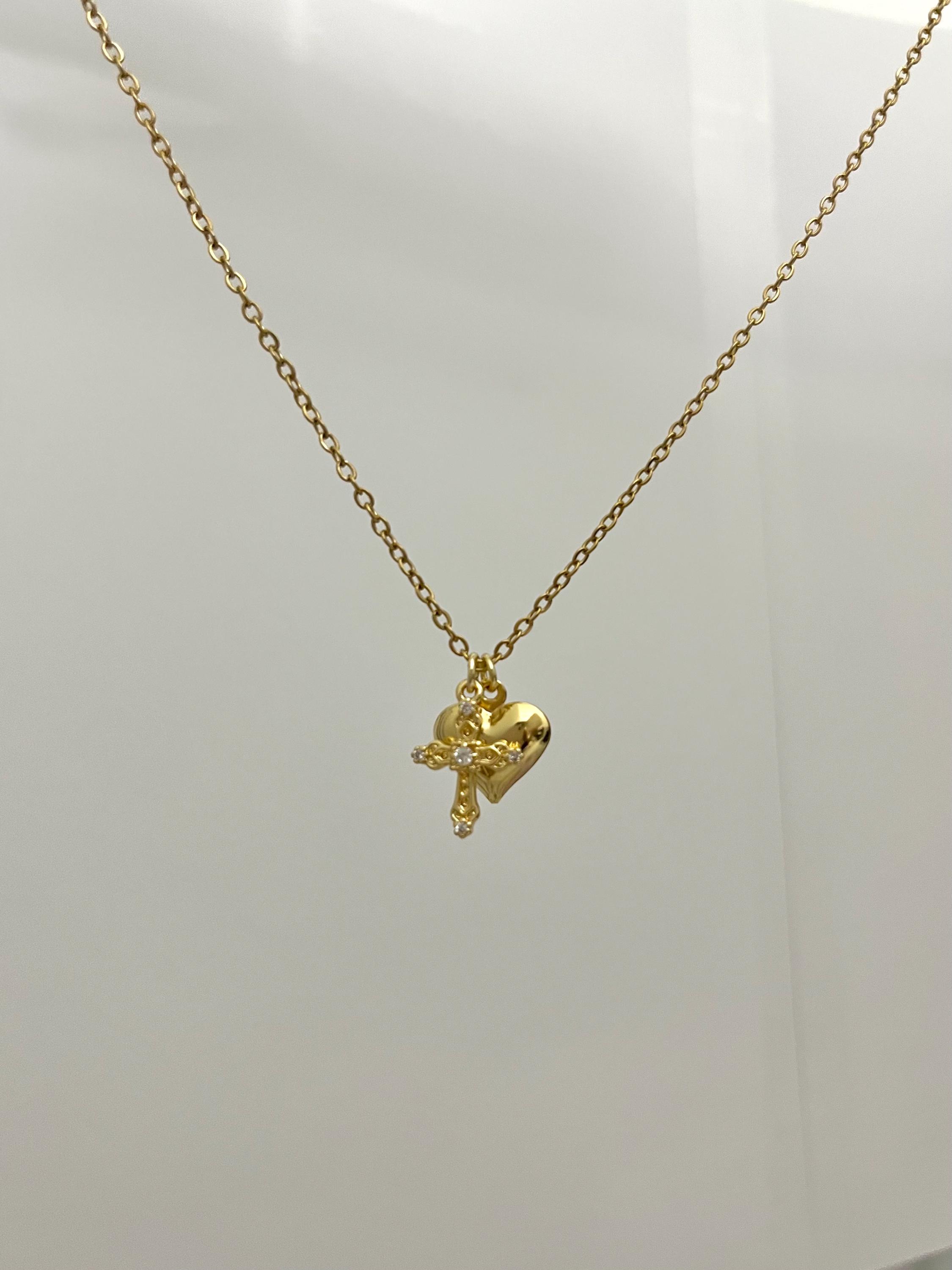 Dainty Gold Cross Necklace - Etsy