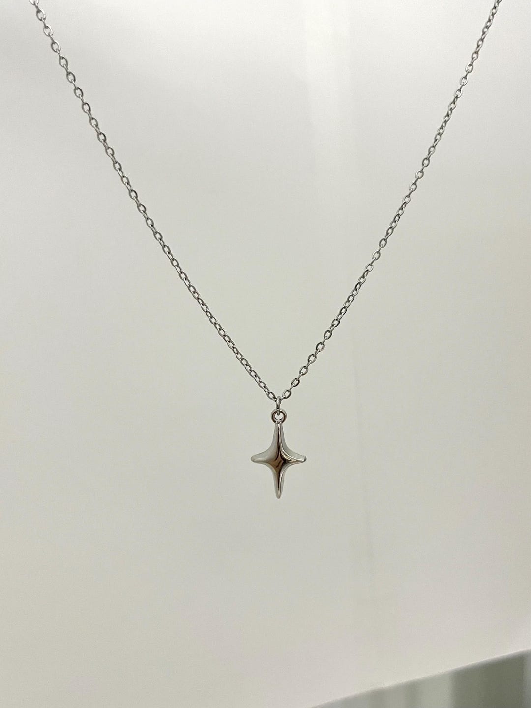 Silver Star Necklace | Four Point Star Necklace - Etsy UK