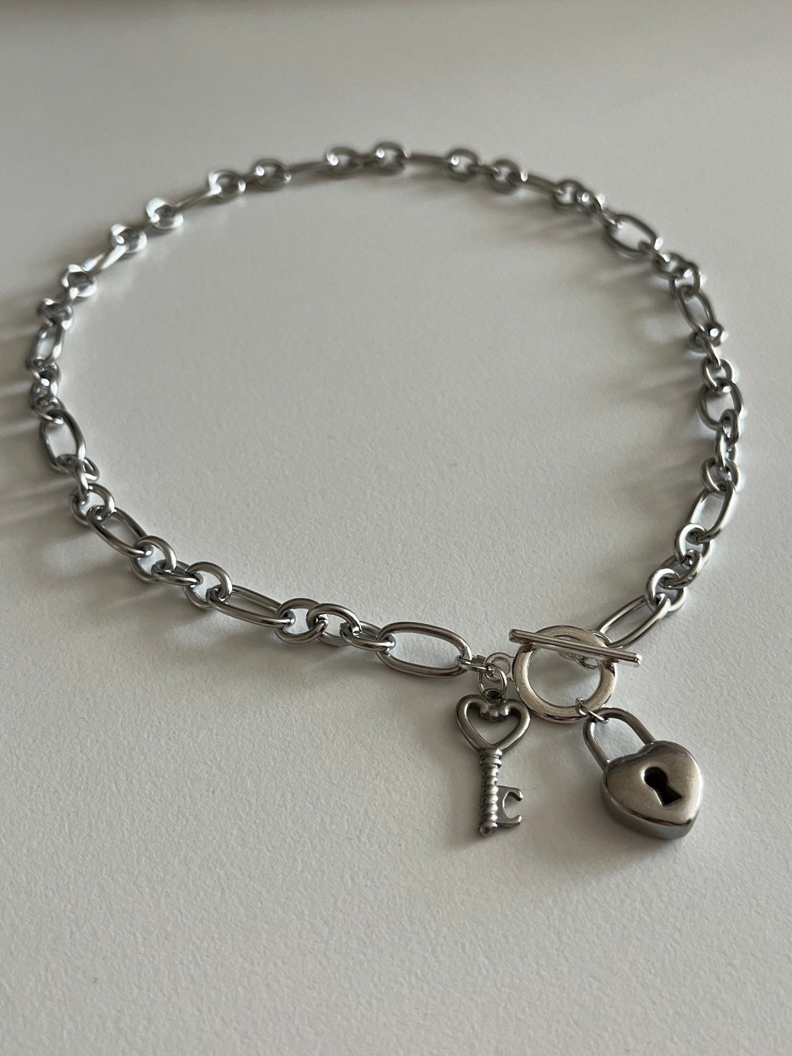 Chunky Lock and Key Necklace - Etsy