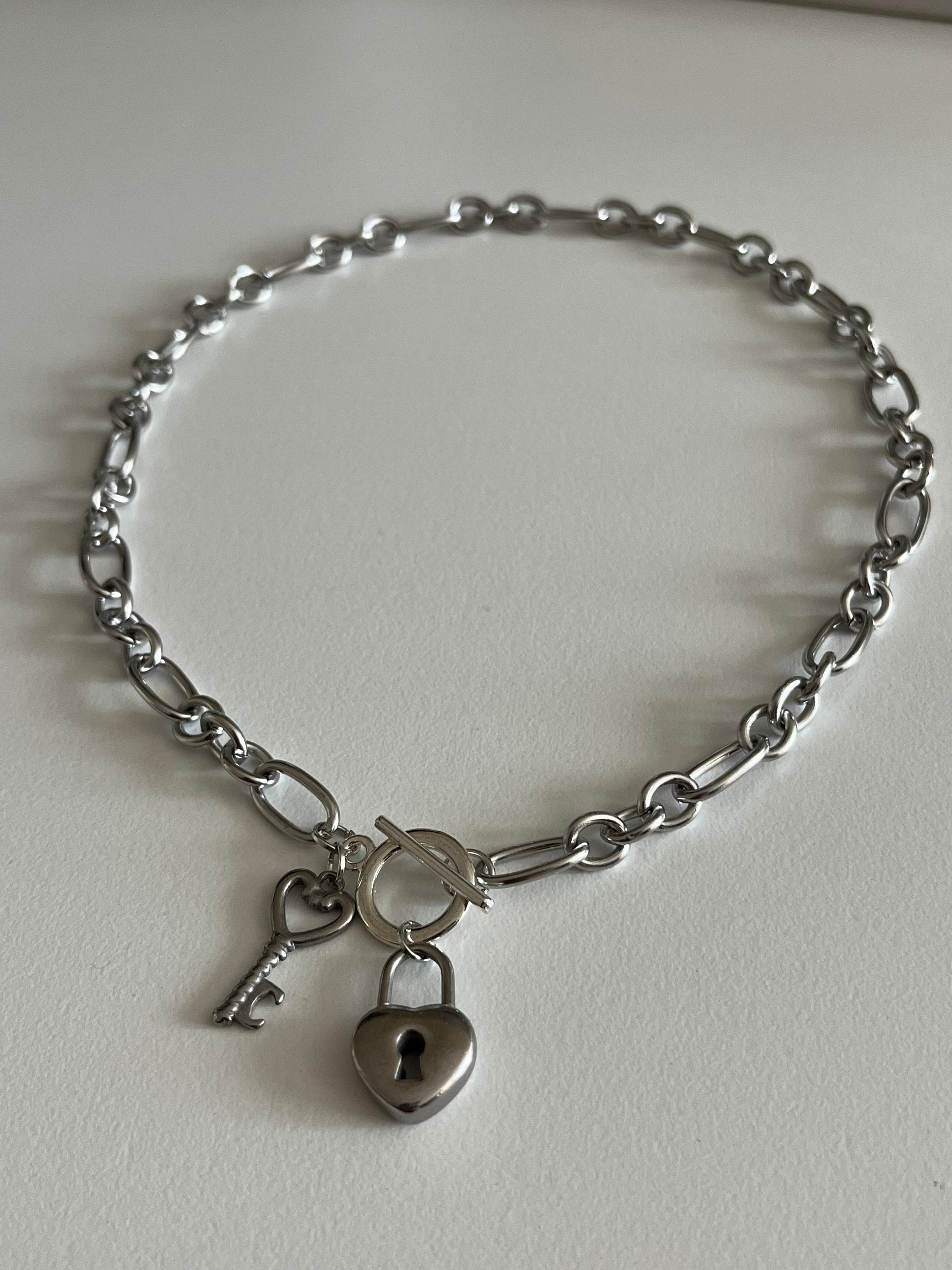 Chunky Lock and Key Necklace - Etsy