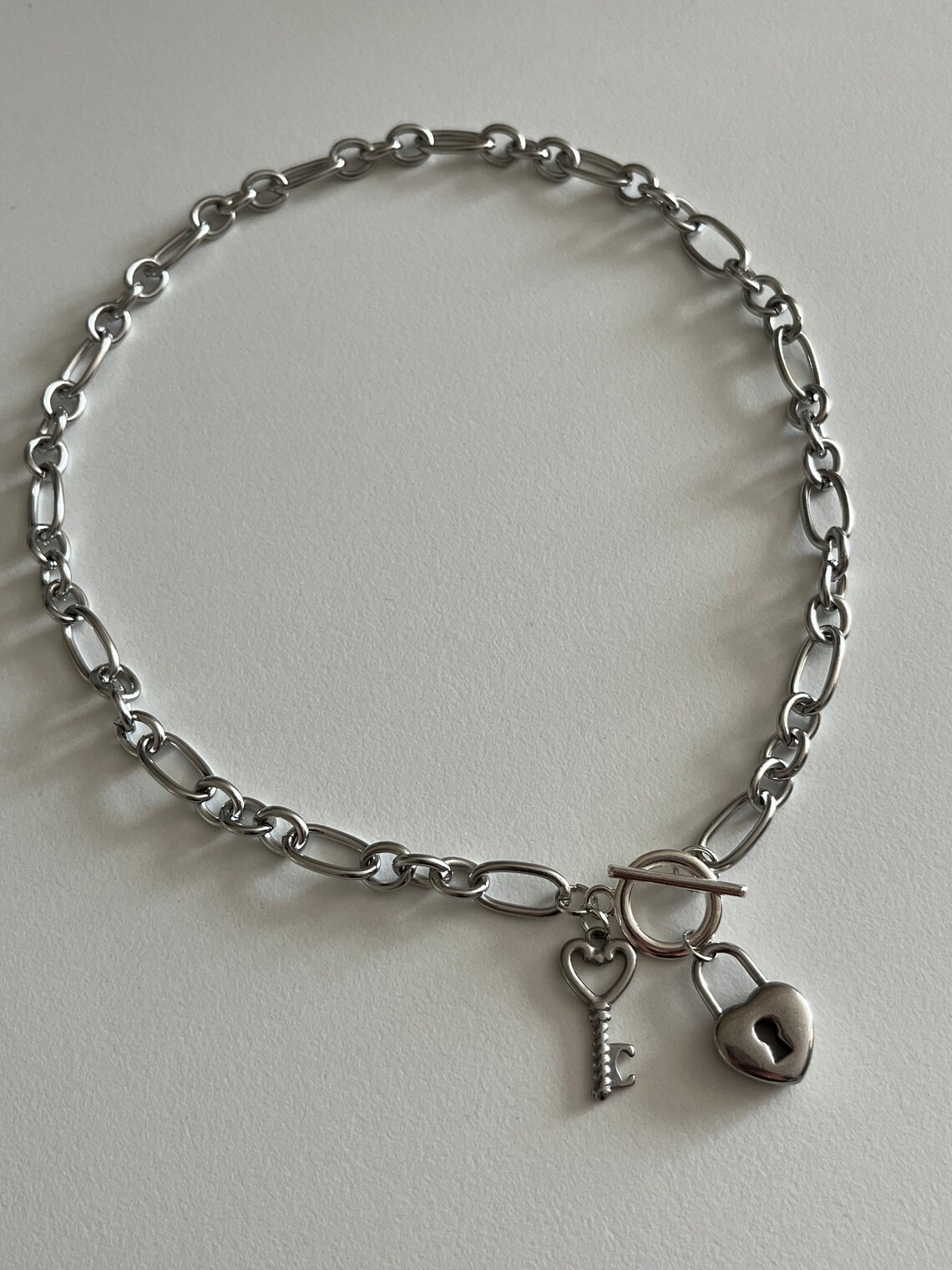 Chunky Lock and Key Necklace - Etsy